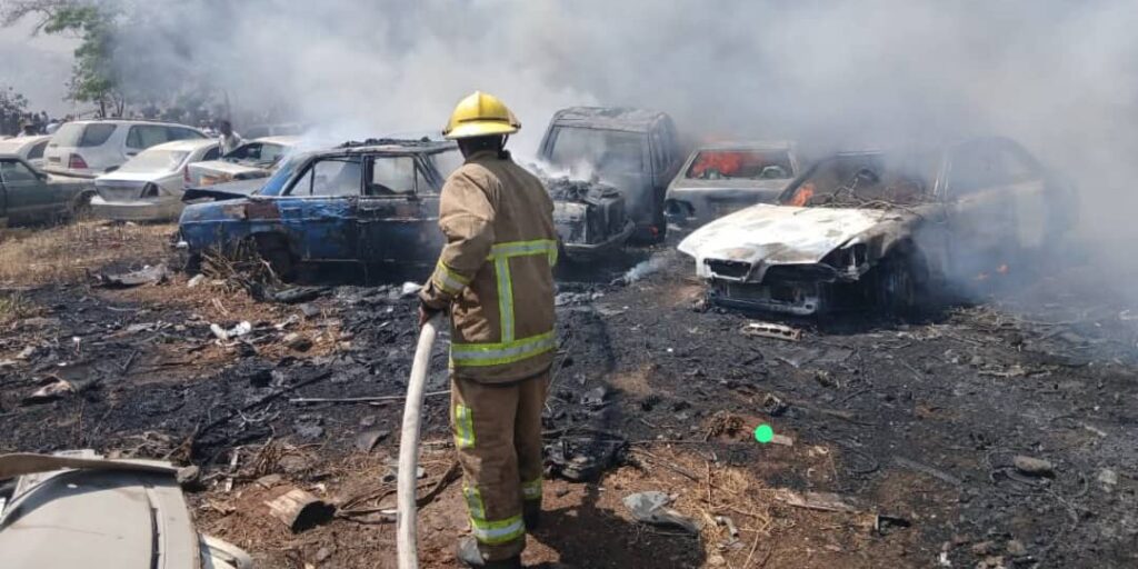 Fire reduces 30 vehicles to charred shells - herald