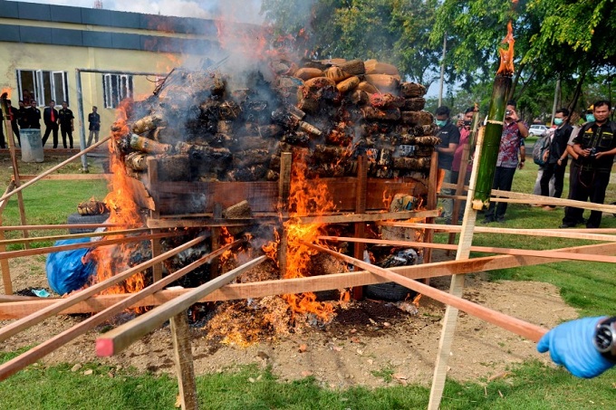 Indonesia burns mountain of marijuana - herald
